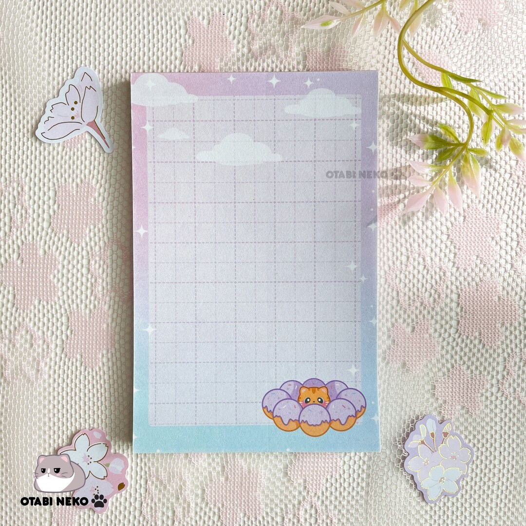Mochi Donut Cat Notepad, Cute Cat Stationery - Etsy