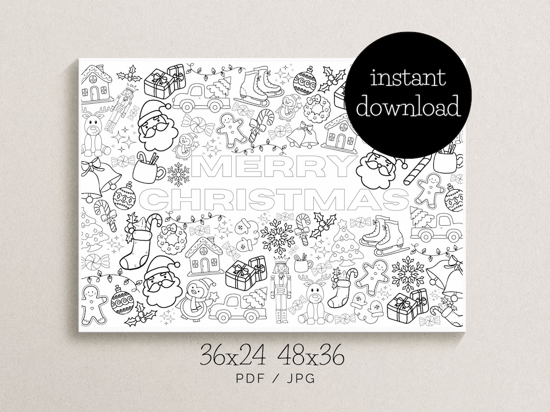 Giant Christmas Coloring Poster - Etsy