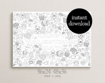 Giant Valentine’s Day Coloring Poster Activity and Decor /digital ...