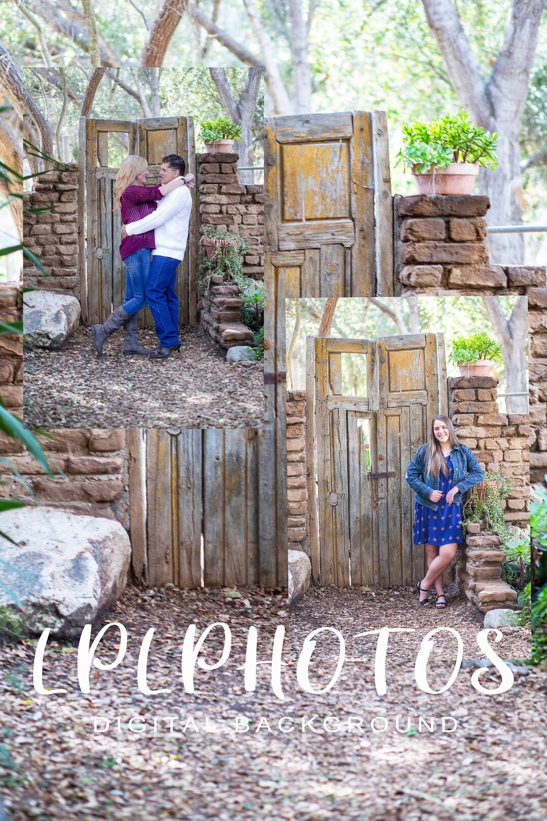 Rustic Wood Ruins Door Digital Background, Wood Door Digital Background ...