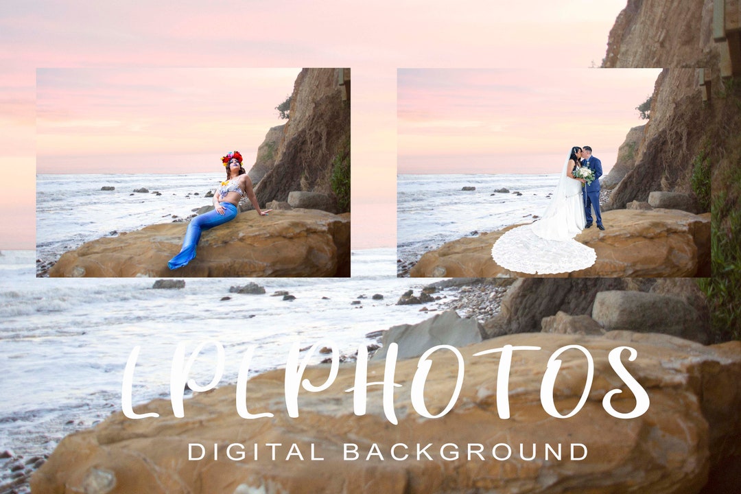 Digital Background, Beach, Cliff, Rock, Sunset - Etsy
