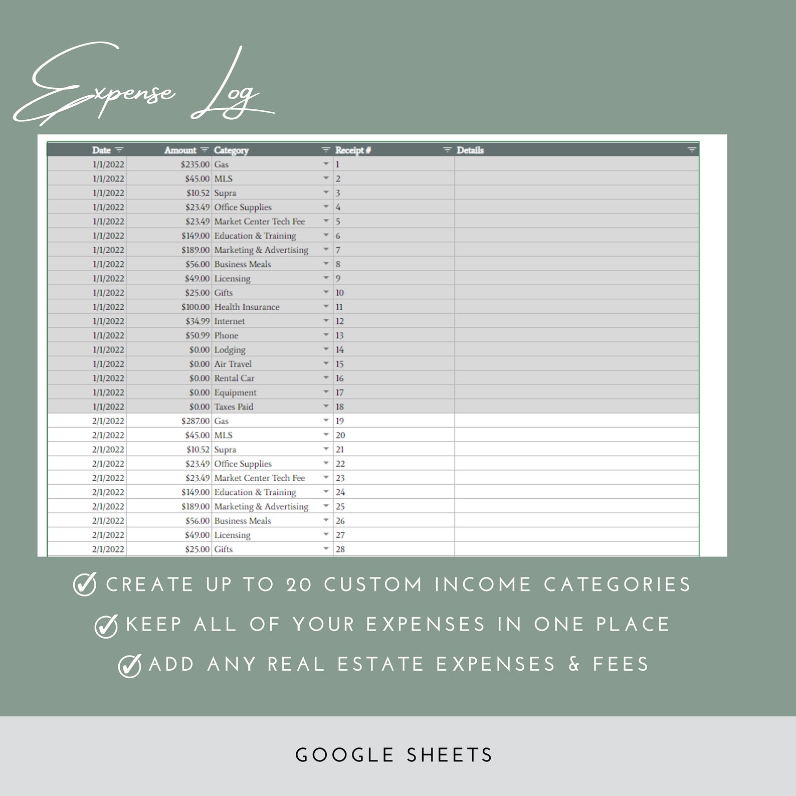 Real Estate Agent Income Tracker | Realtor Tracking | Personal Income ...