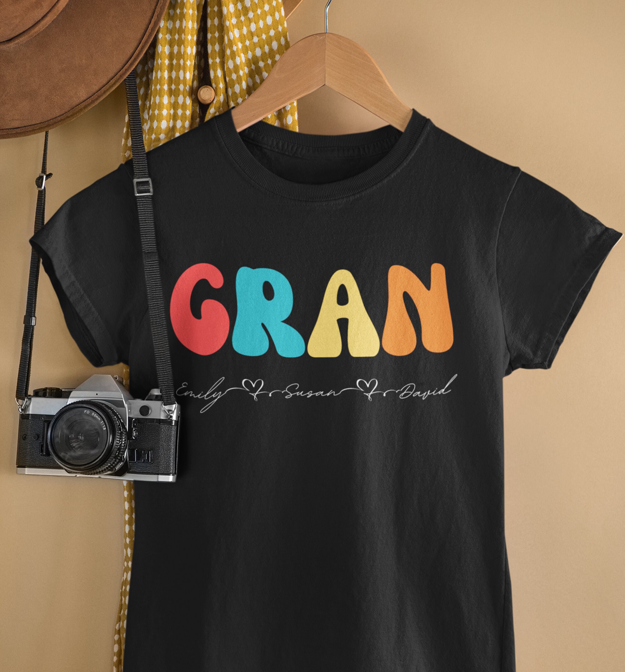 Custom Retro Gran With Kids Names for Grandma Shirt, Personalized Gran ...