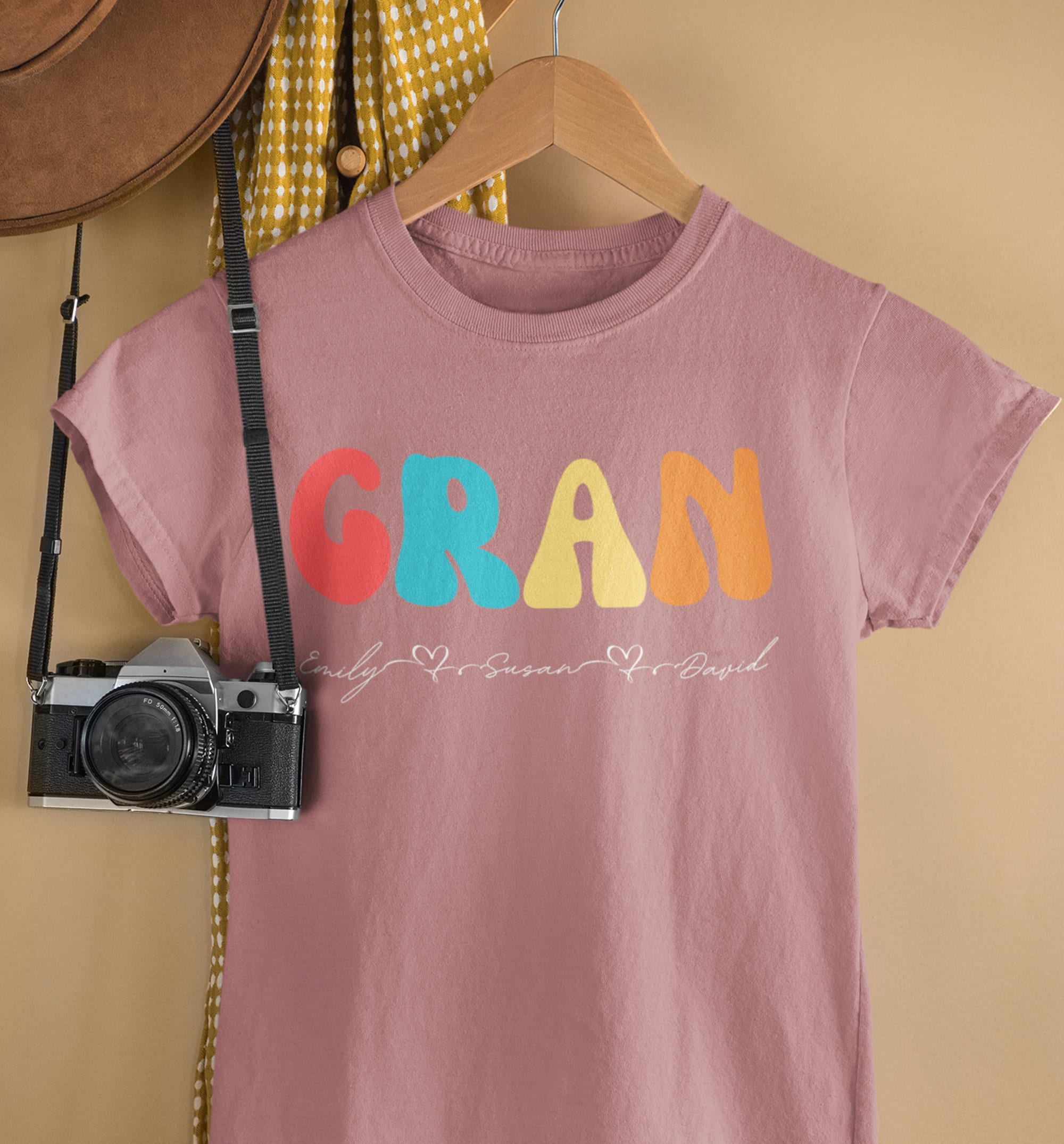 Custom Retro Gran With Kids Names for Grandma Shirt, Personalized Gran ...