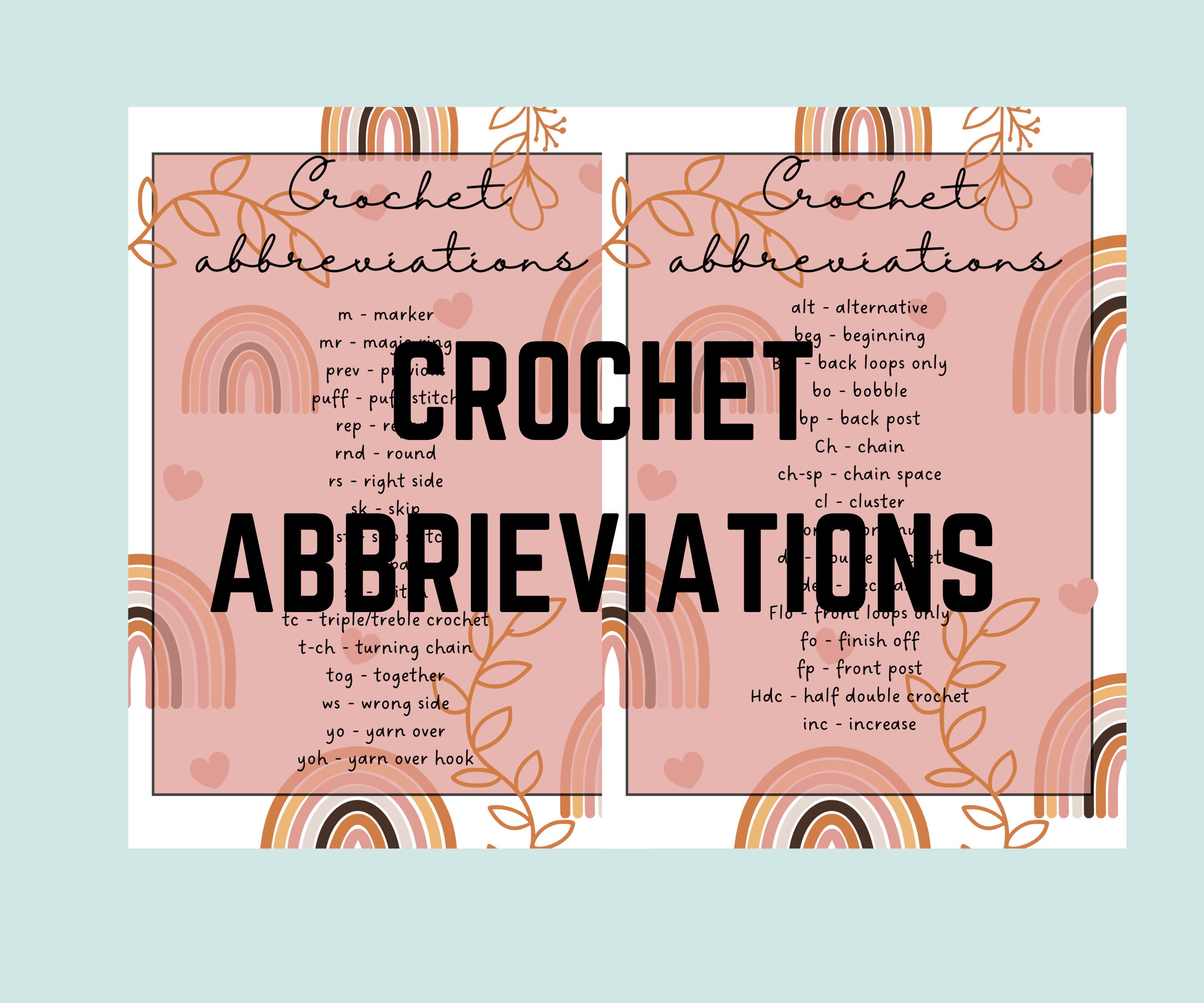 CROCHET CHEAT SHEETS Quick Reference Guide. Printable Instant Download ...