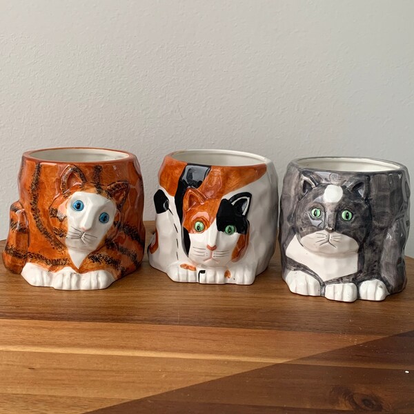 Ceramic Cat Planter - Etsy