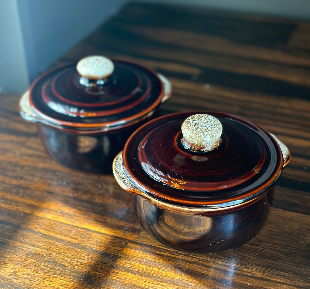 Brown Crock With Lid, Brown Drip Glazed Crock, Vintage Thanksgiving ...