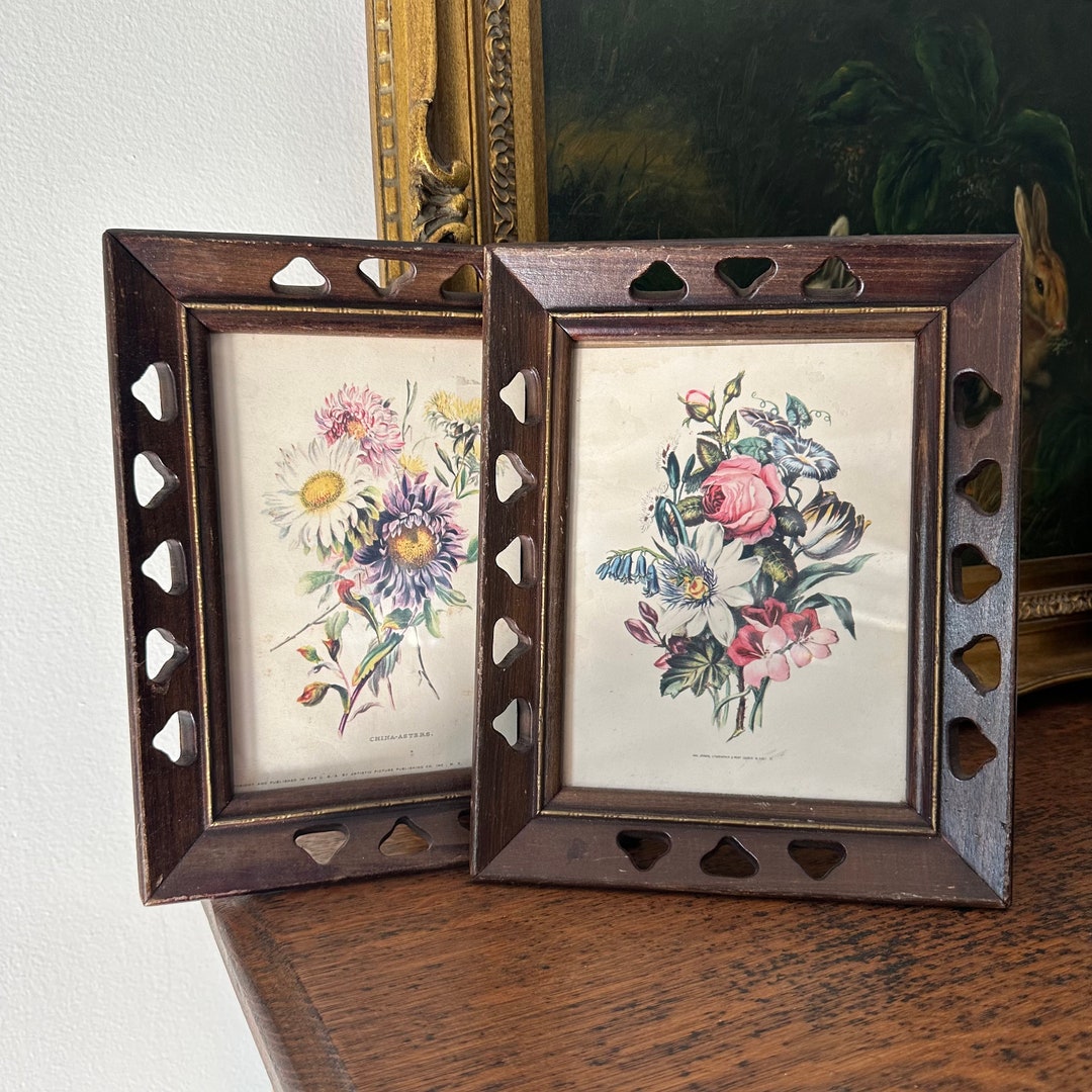 Set of Vintage Picture Frames, Set of Wooden Picture Frames, Wooden ...