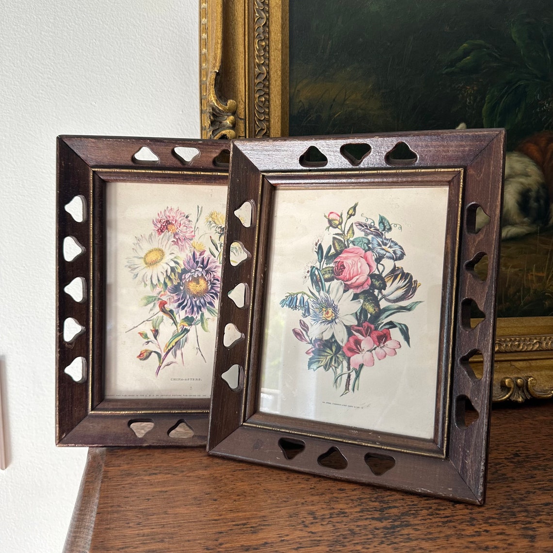 Set of Vintage Picture Frames, Set of Wooden Picture Frames, Wooden ...