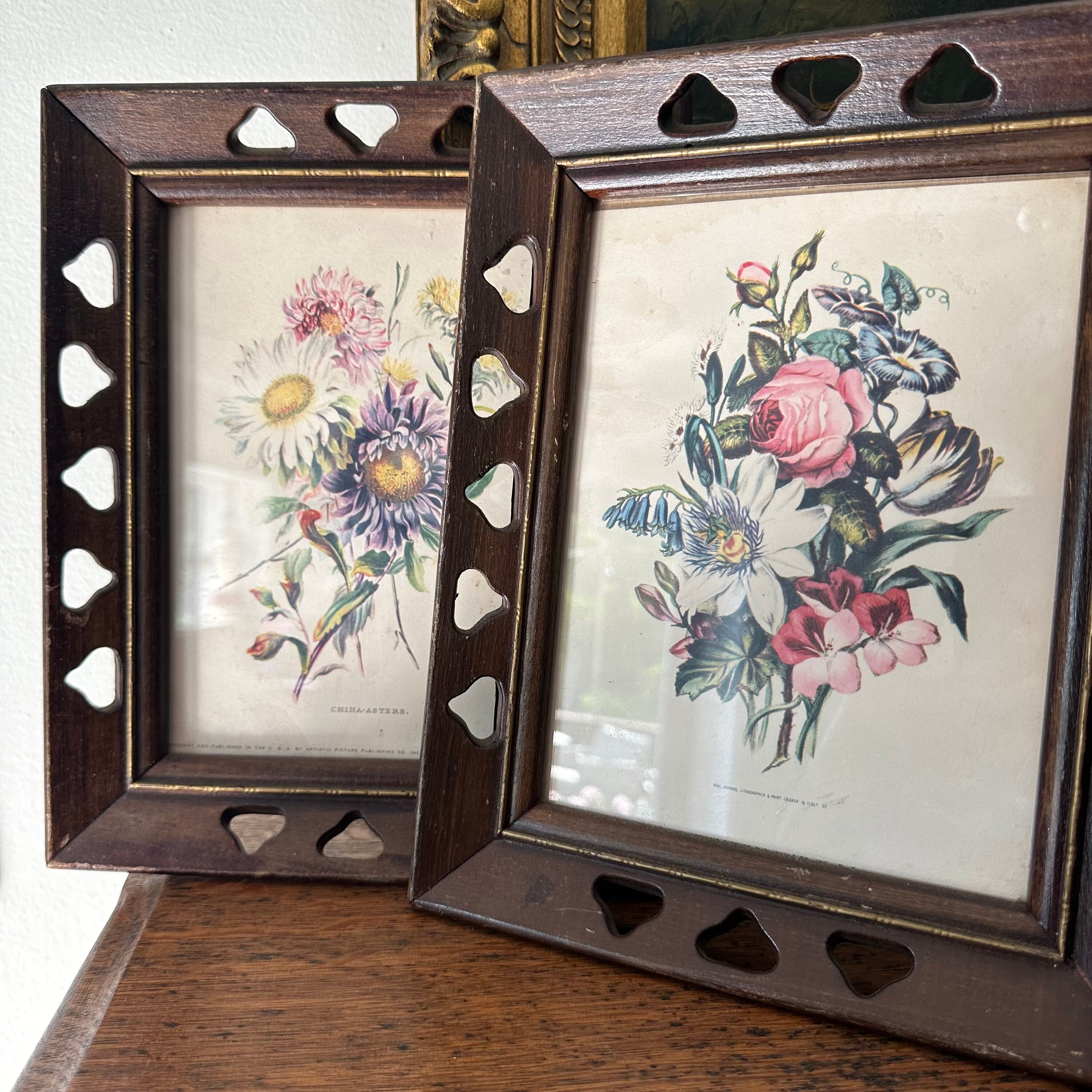 Set of Vintage Picture Frames, Set of Wooden Picture Frames, Wooden ...