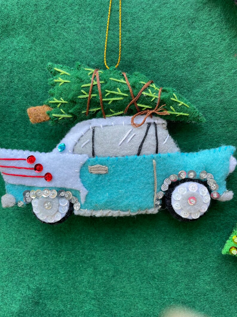 Vintage Car Christmas Ornaments Completed Bucilla Kit Felt - Etsy