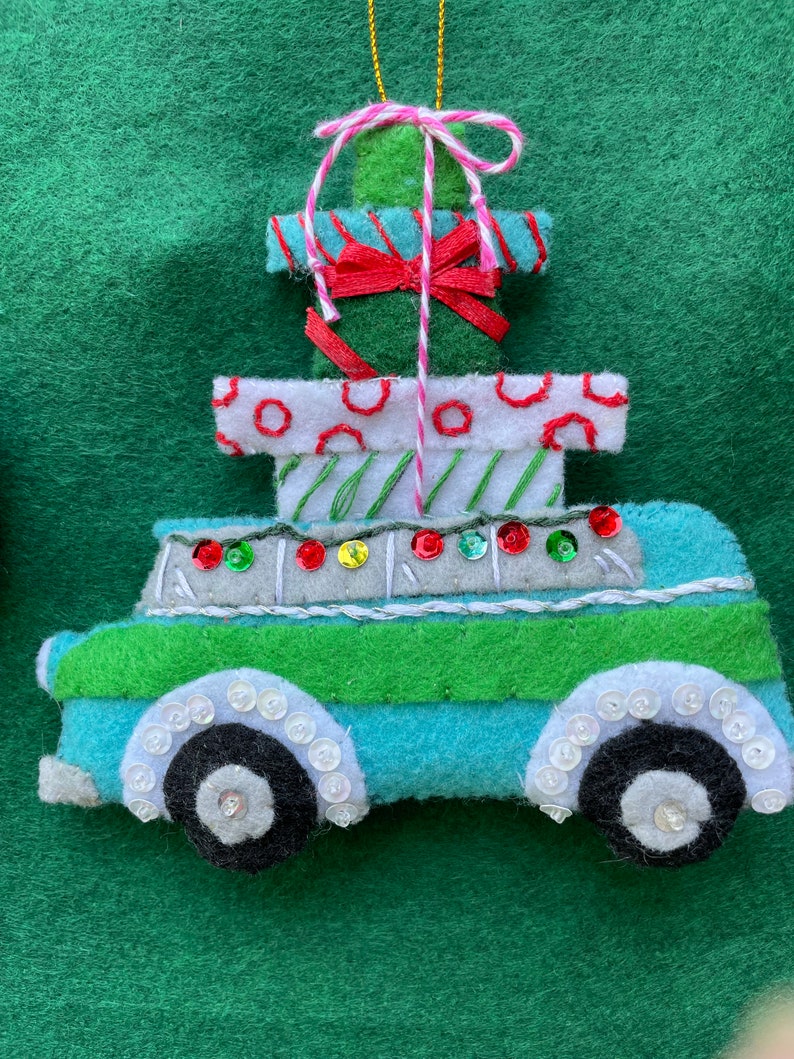 Vintage Car Christmas Ornaments Completed Bucilla Kit Felt - Etsy