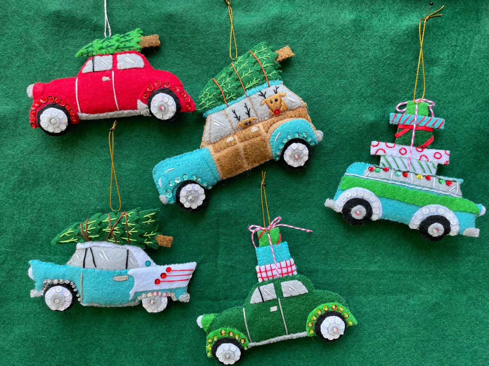 Vintage Car Christmas Ornaments Completed Bucilla Kit Felt - Etsy