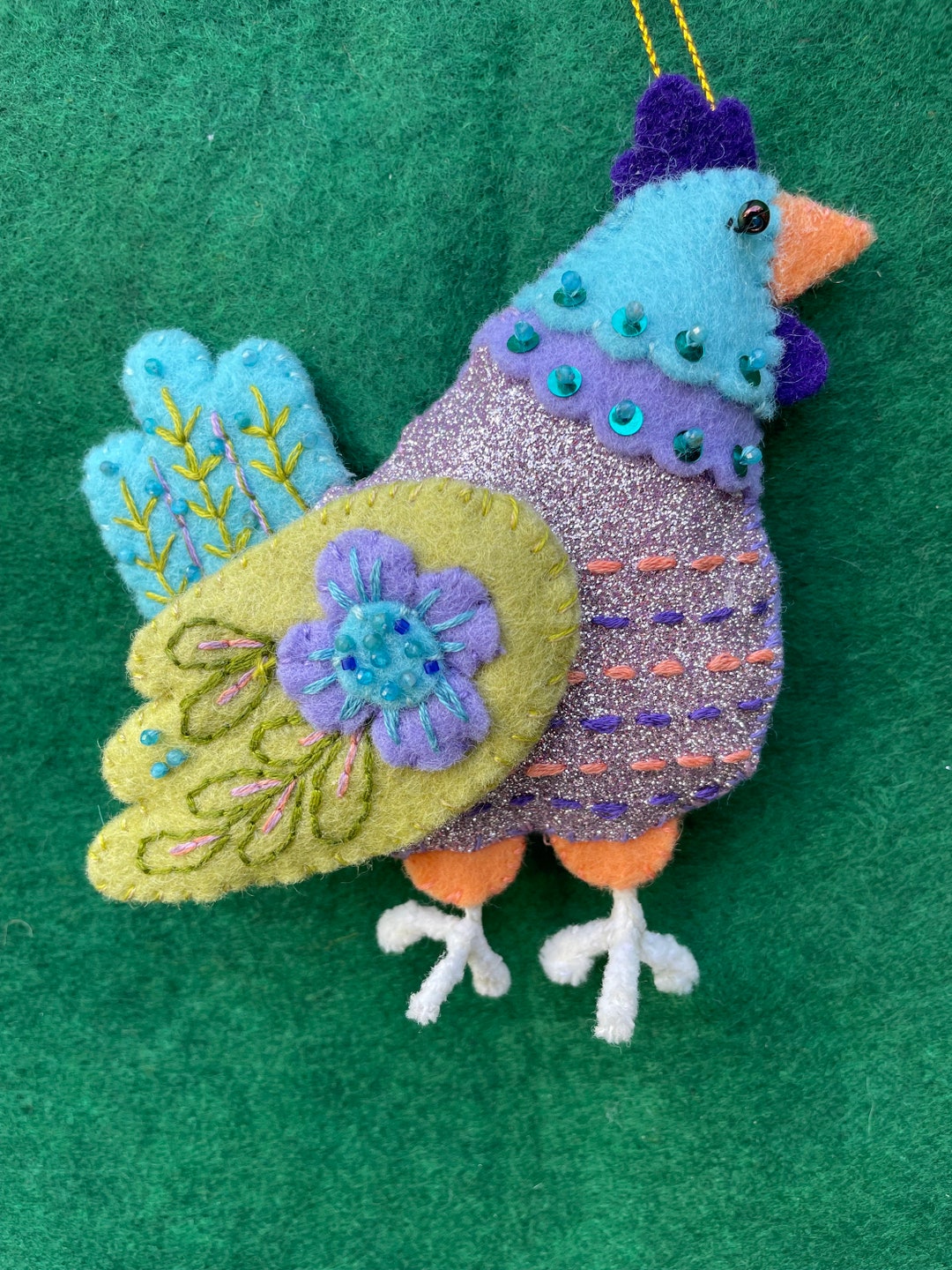 French Hen Handmade Wool Ornament - Etsy