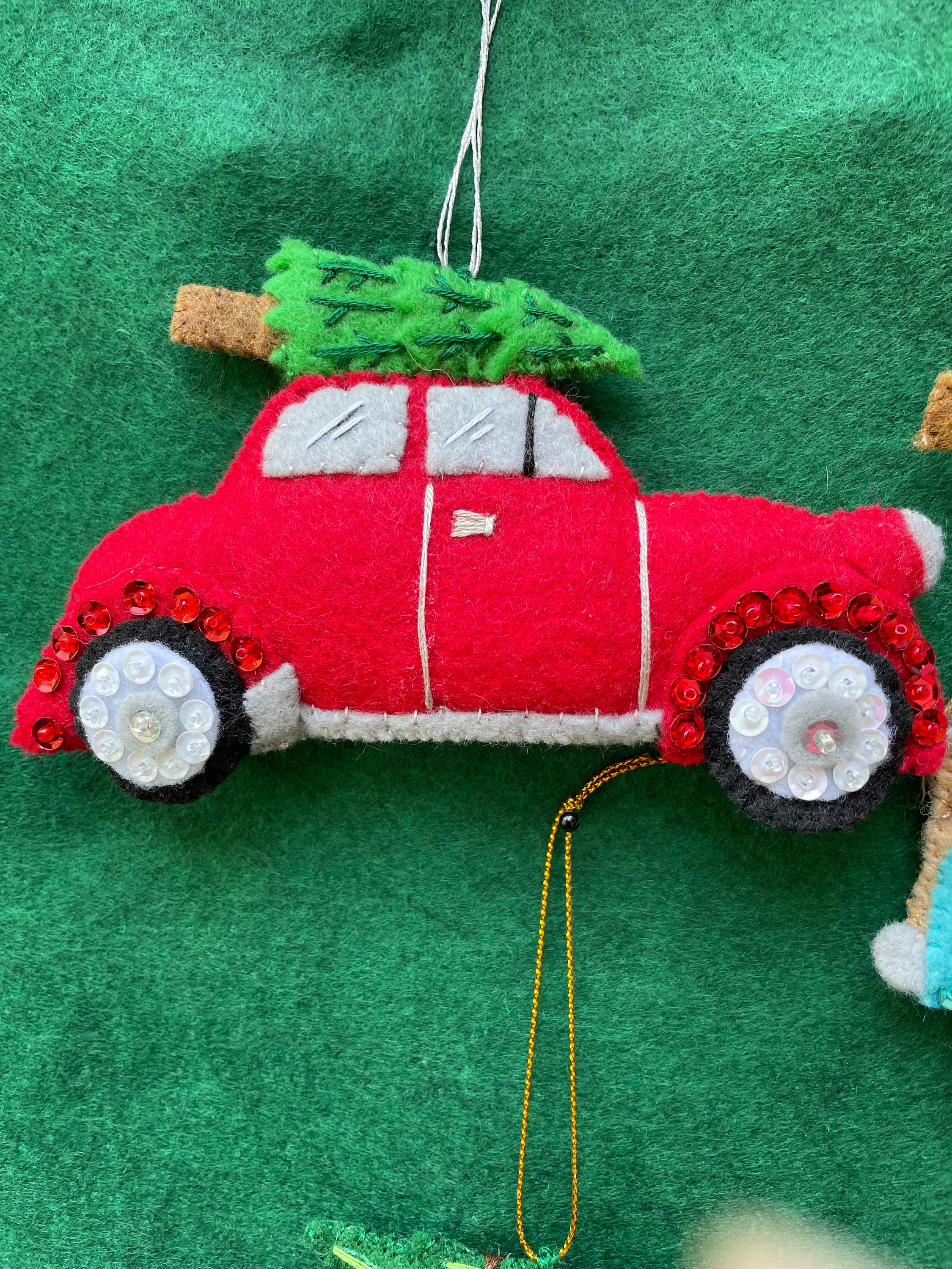 Vintage Car Christmas Ornaments Completed Bucilla Kit Felt - Etsy