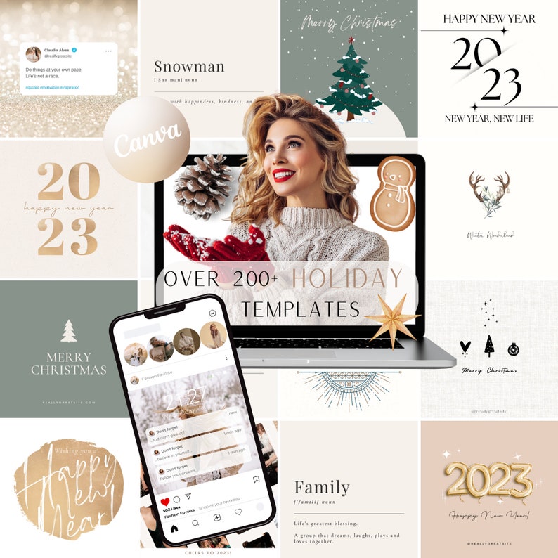 Holiday Christmas New Years 2022 Digital Social Media Templates - Etsy