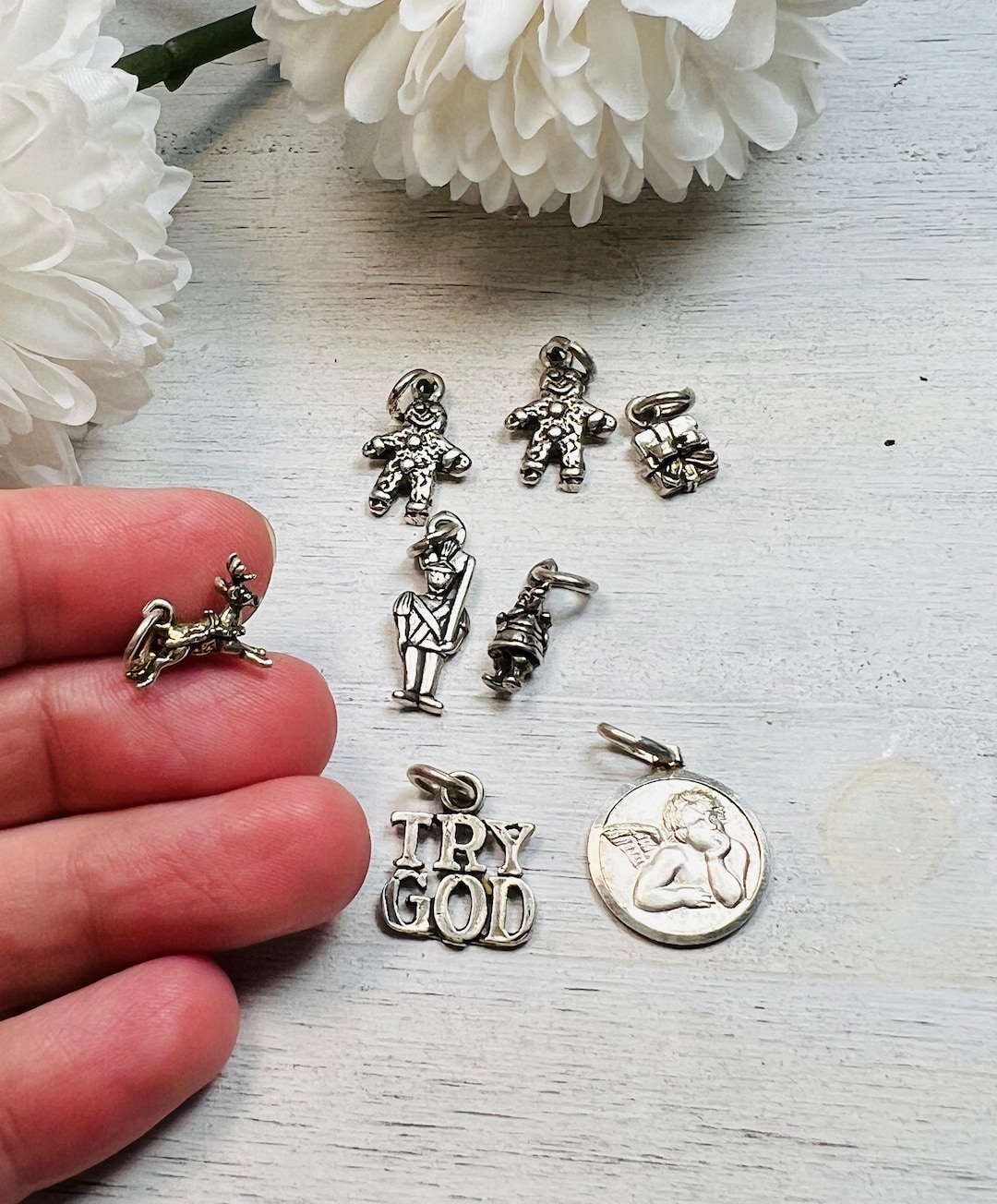Sterling Silver Christmas Charms - Etsy