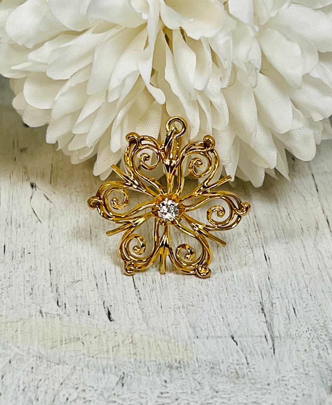 Antique Diamond Art Nouveau 10K Gold Star Pendant Pinwheel Sunburst - Etsy