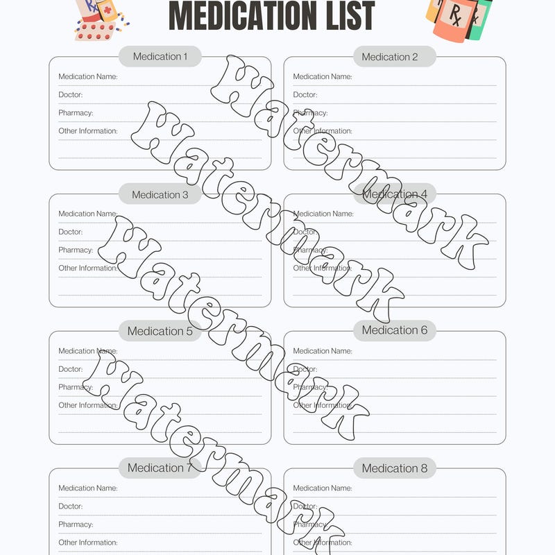 Medication List Template - Etsy
