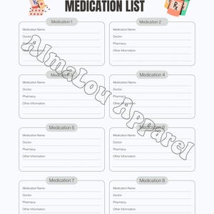 Digital Medication List Instant Download Editable Prescription Template ...