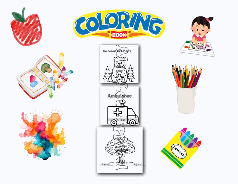 Digital Coloring Pages Bundle for Kids and Adults PNG Instant Download ...