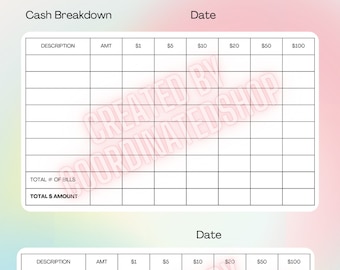 Cash Stuffing BILL BREAKDOWN SHEET Printable Bill Breakdown Pdf Digital ...