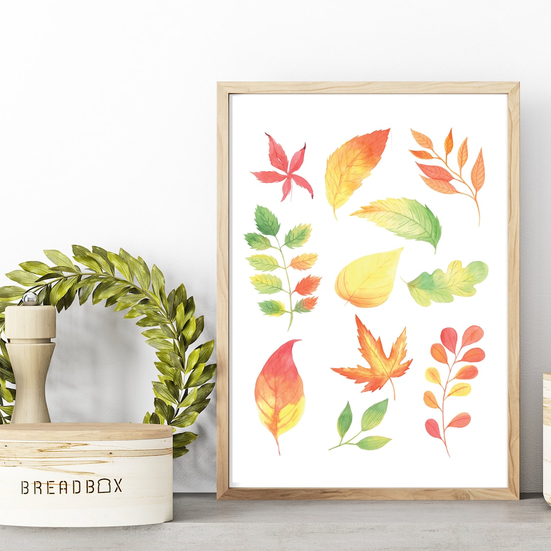 Autumn Fall Leaf Wall Art Watercolor Botanical Digital Print - Etsy