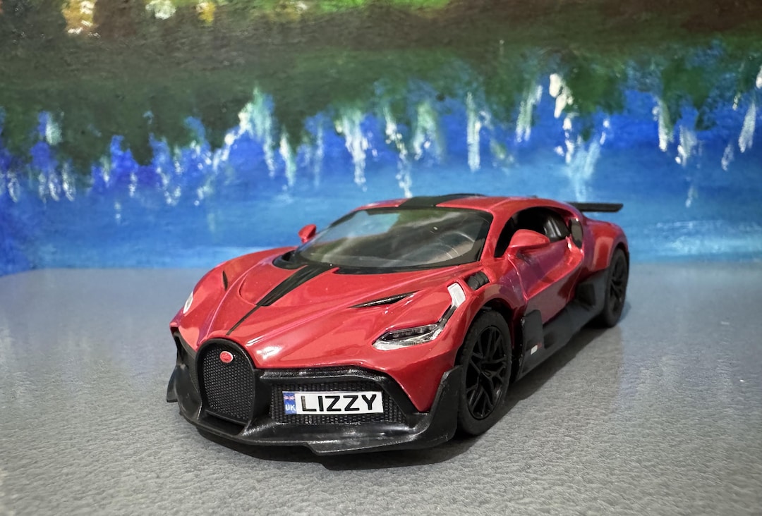 Licensed Bugatti Divo 1:36 Diecast Car Model – Red/black – Custom Name ...