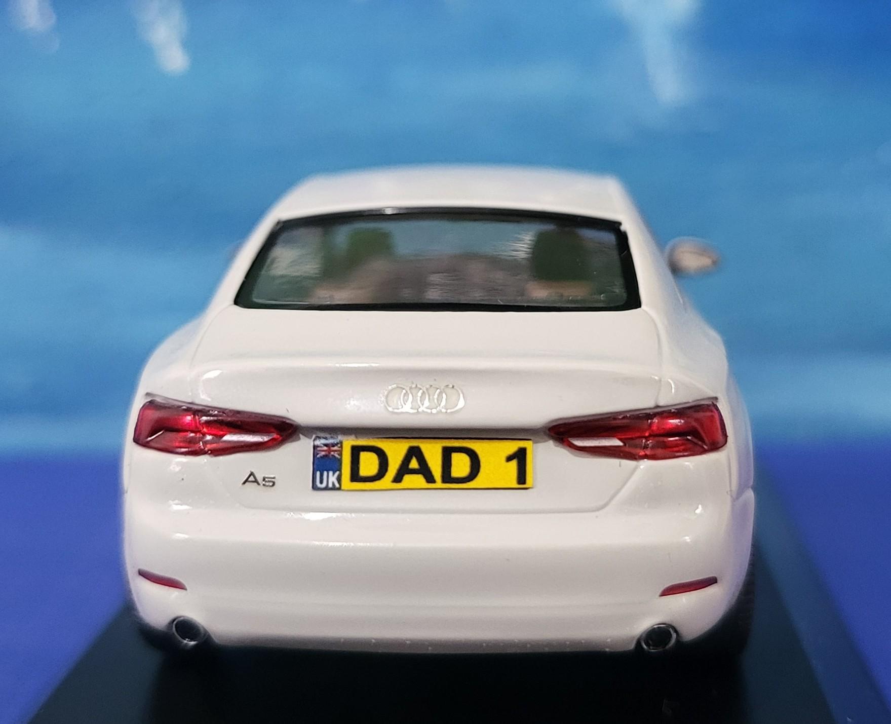 Personalized Name Plate 1:43 Audi A5 Coupe 2017 Glacier White SPARK ...