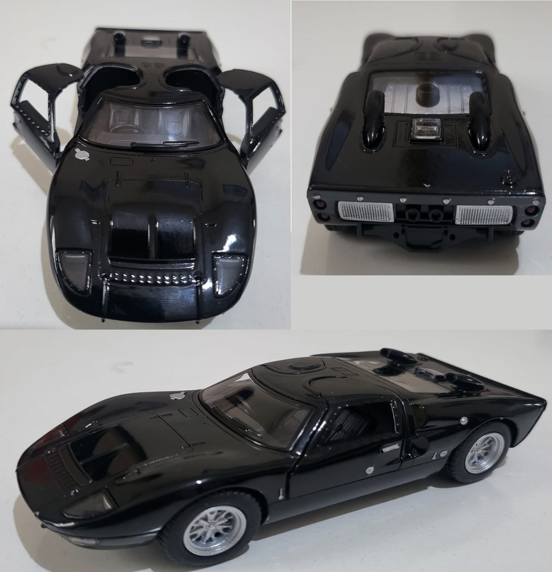 BLACK Toy Car Ford GT 40 MKII 1:32 Pull Back Action, Open Doors, Fun ...