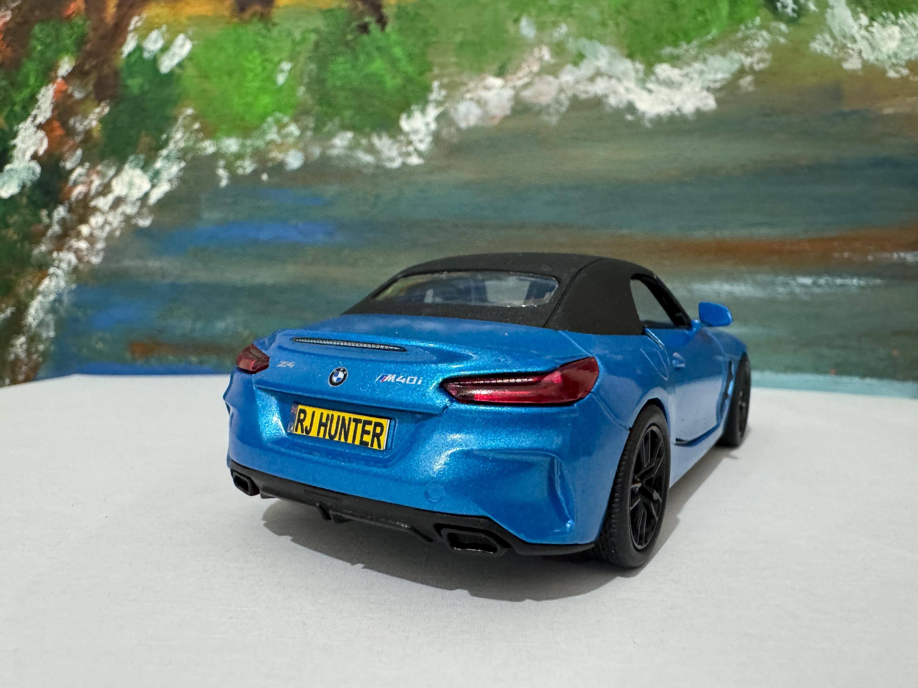 PERSONALISED PLATES Blue BMW Z4 M40i Toy Car Model Boy Girl Dad Mom ...