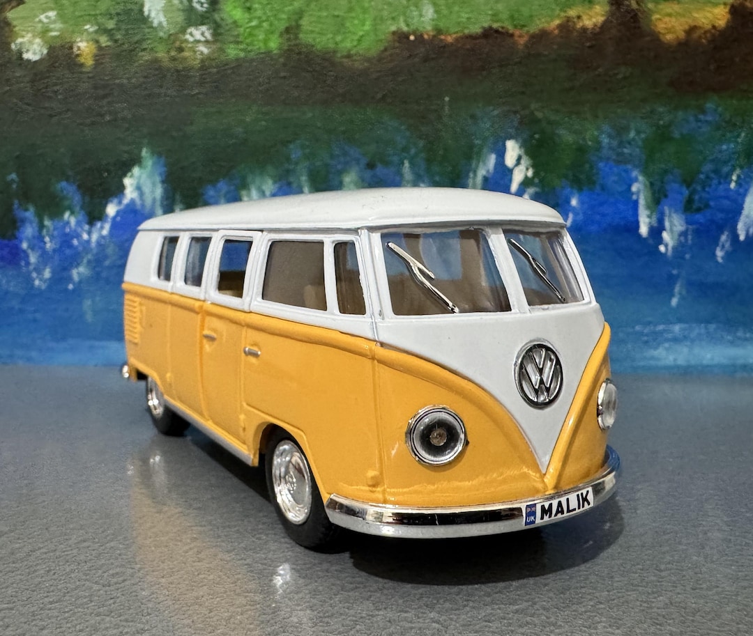 Personalised Name Vintage Camper Van Bus Toy Car – 1:32 Licensed Scale ...