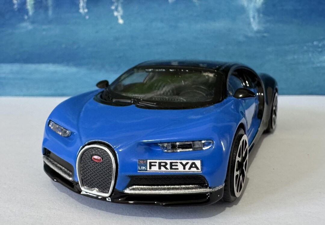 Custom Plates – Bugatti Chiron Blue 1:43 Scale Toy Car Model – Gift for ...