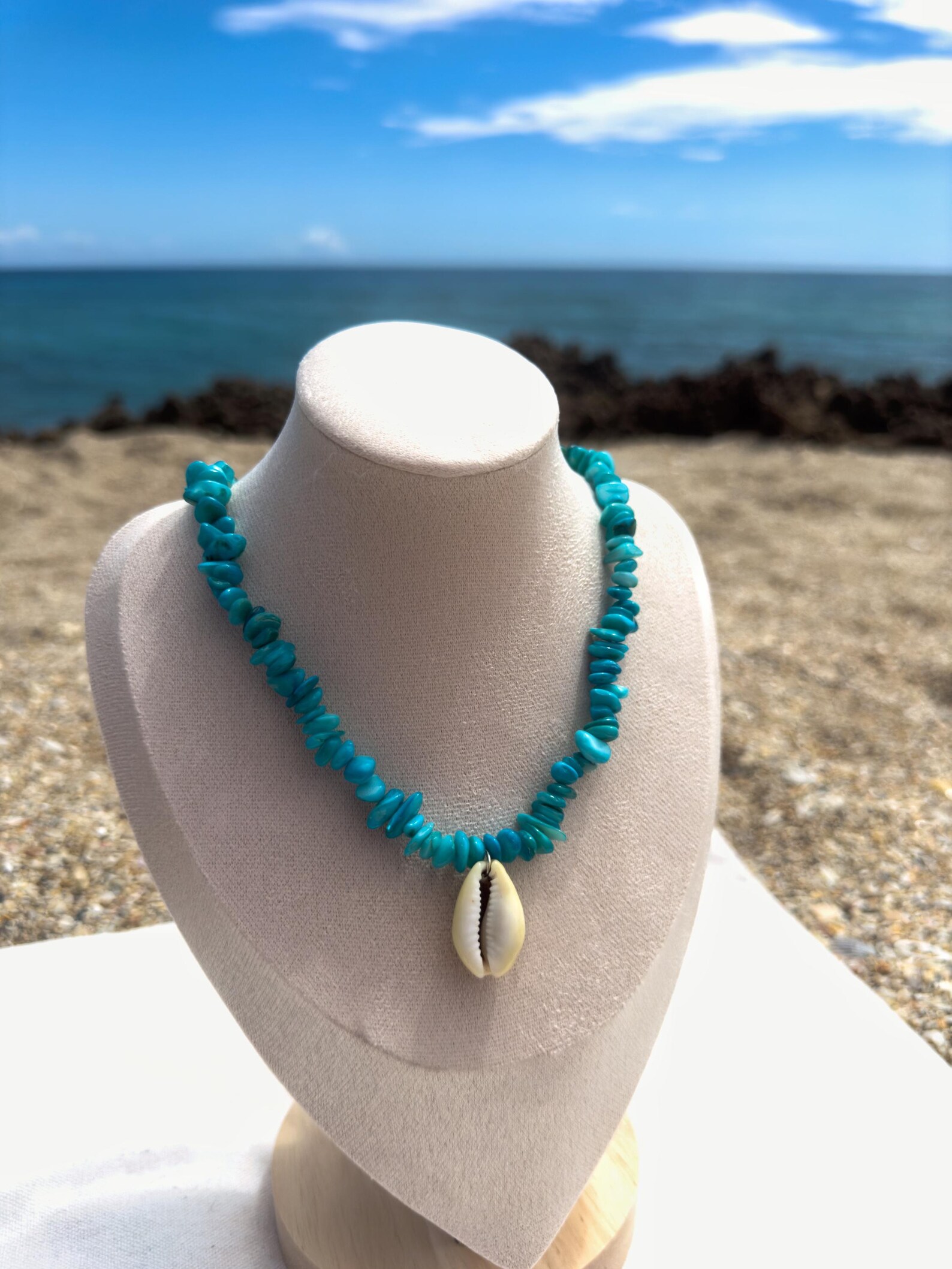 Blue Cowrie Shell Necklace - Etsy