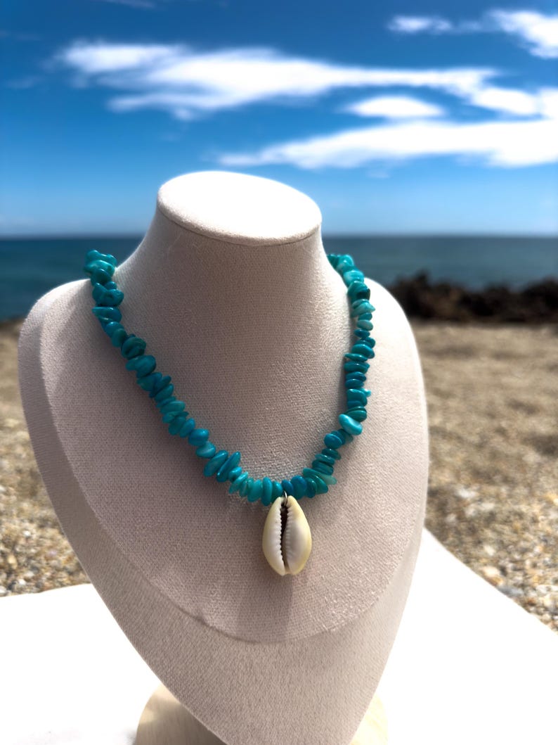 Blue Cowrie Shell Necklace - Etsy