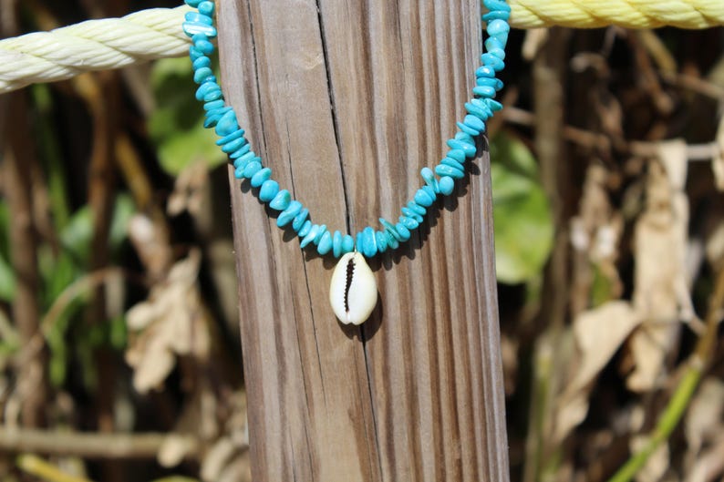 Blue Cowrie Shell Necklace - Etsy