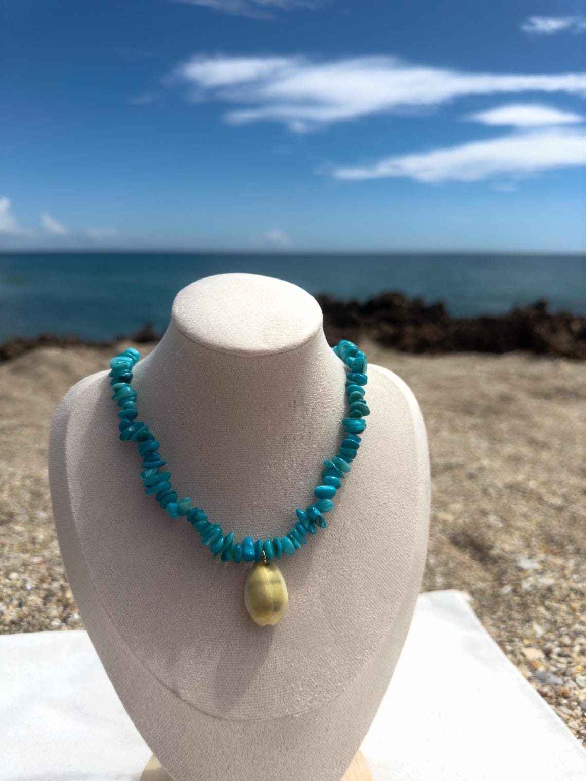 Blue Cowrie Shell Necklace - Etsy