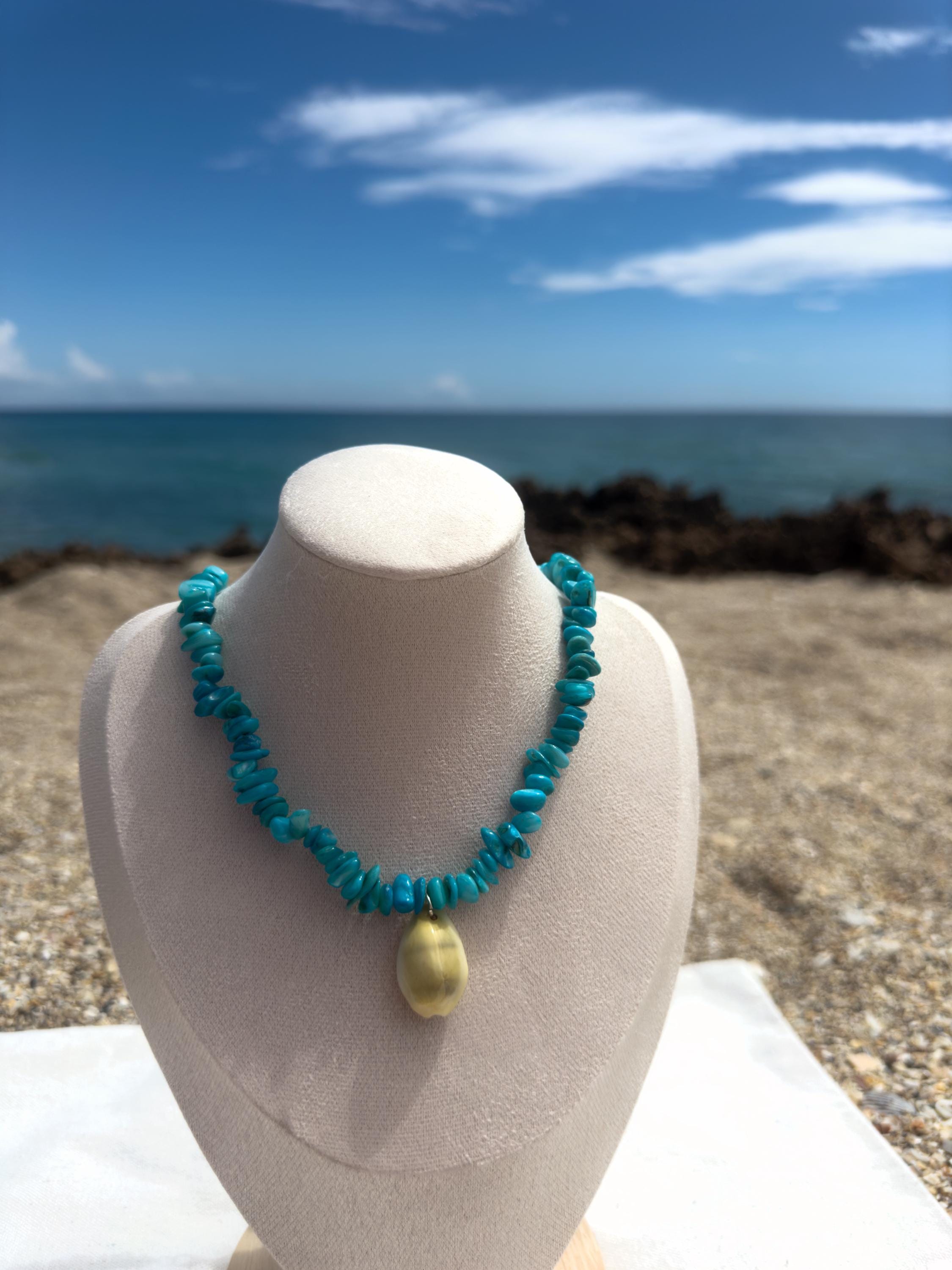 Blue Cowrie Shell Necklace - Etsy