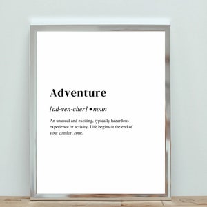 Adventure Definition Digital Wall Print, Travel Gift Printable Wall Art ...