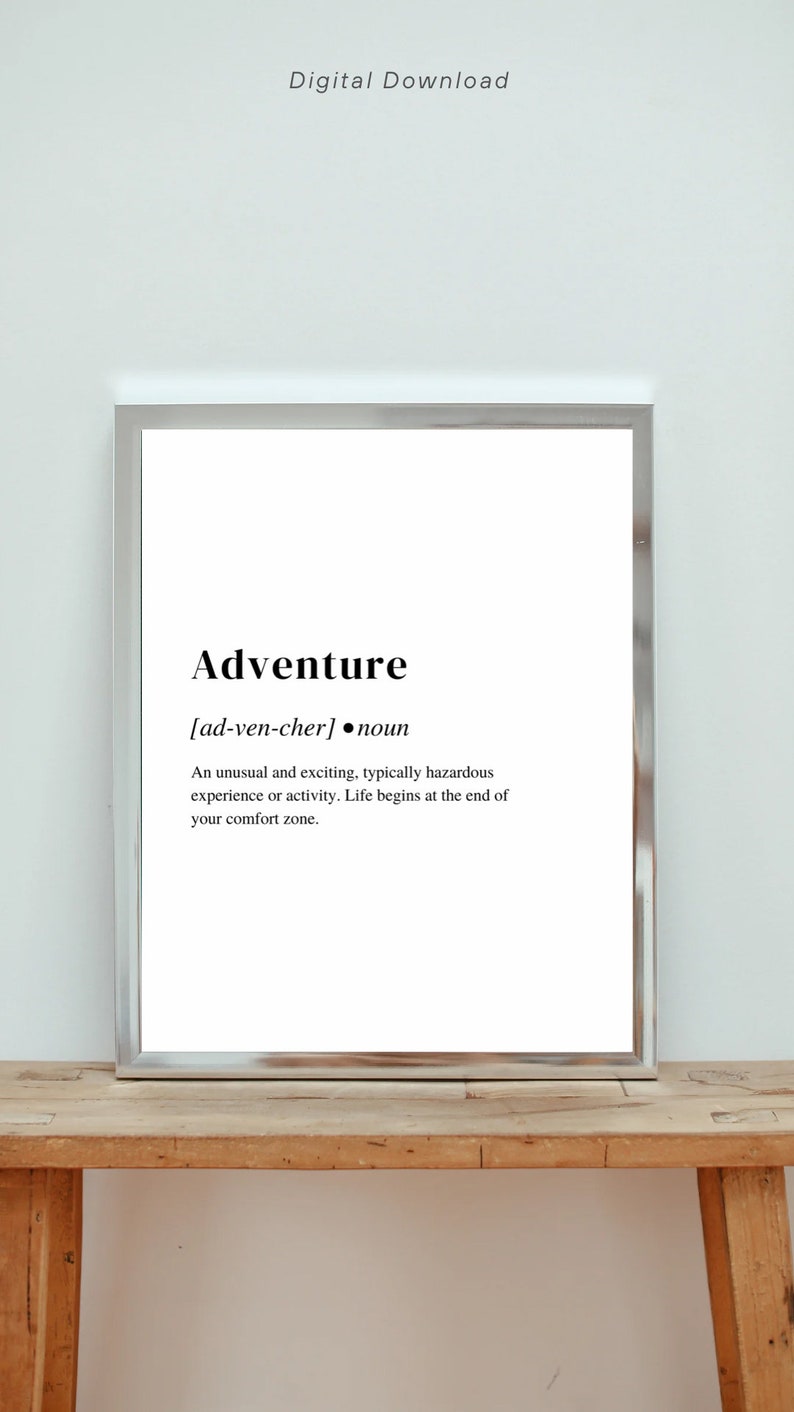Adventure Definition Digital Wall Print, Travel Gift Printable Wall Art ...