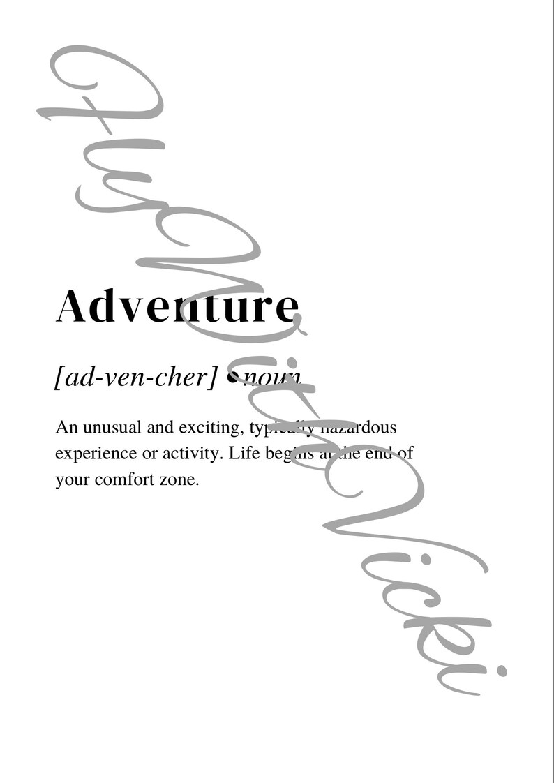Adventure Definition Digital Wall Print, Travel Gift Printable Wall Art ...