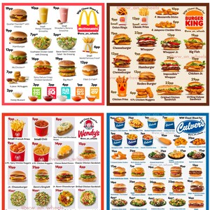 WW Restaurant & Fast Food Cheat Sheets - Etsy