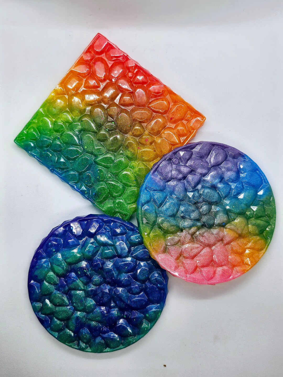 Custom Bespoke Marbled Resin Coasters, Unique Coasters, Colourful ...