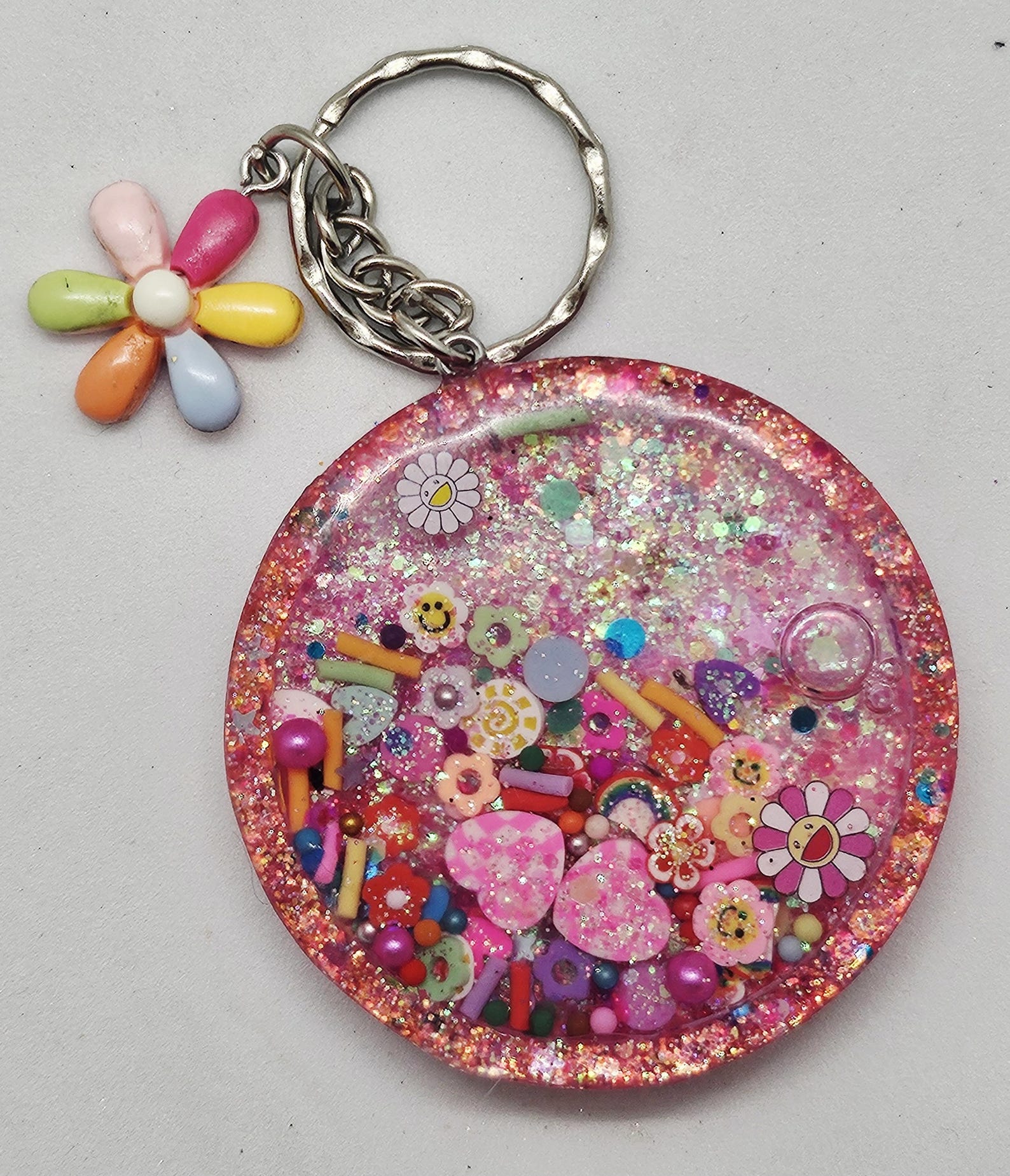 Rainbow Pink Glitter Liquid Shaker Keychain, Pink Keyring, Cute Bag ...