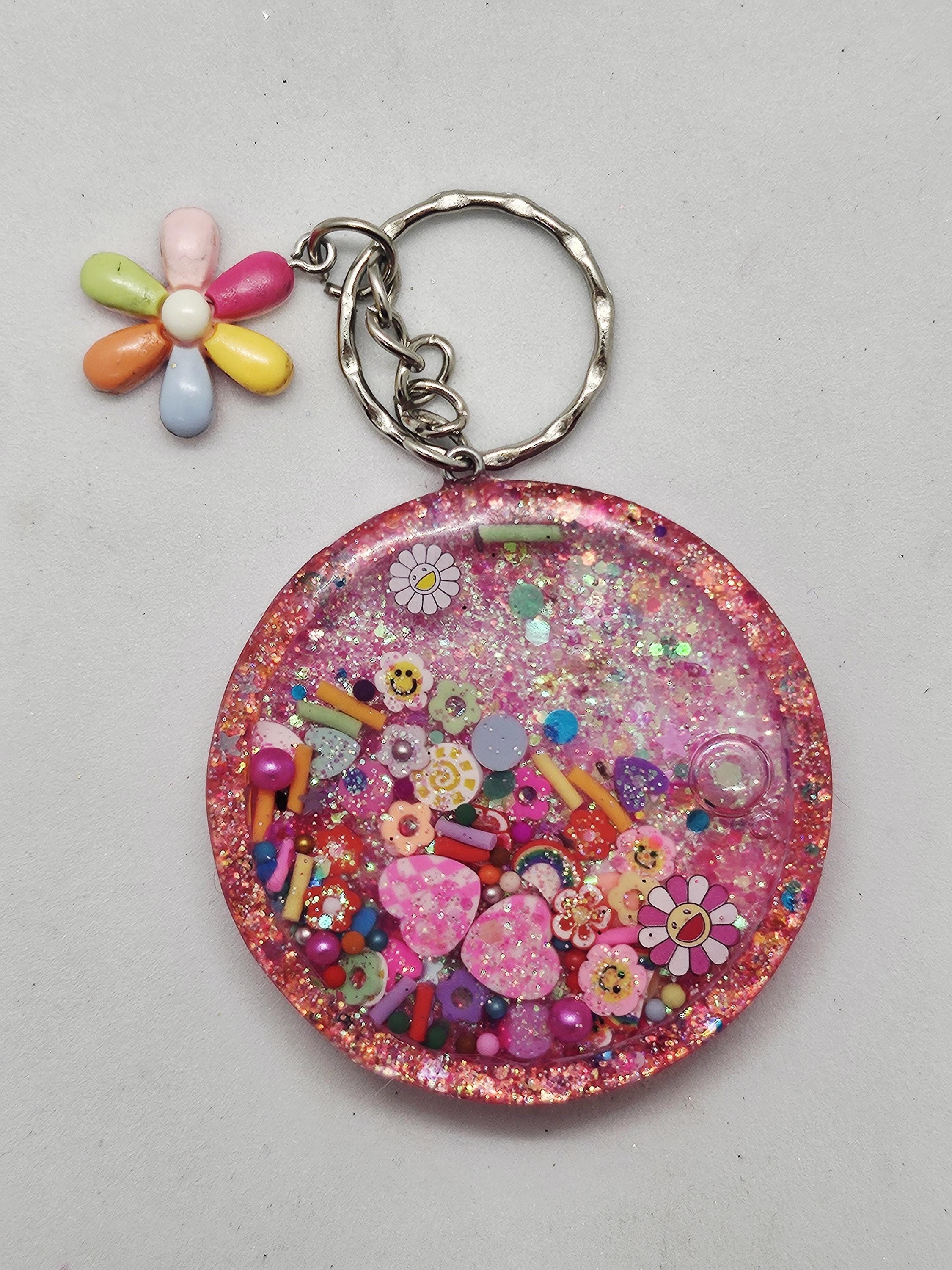 Rainbow Pink Glitter Liquid Shaker Keychain, Pink Keyring, Cute Bag ...