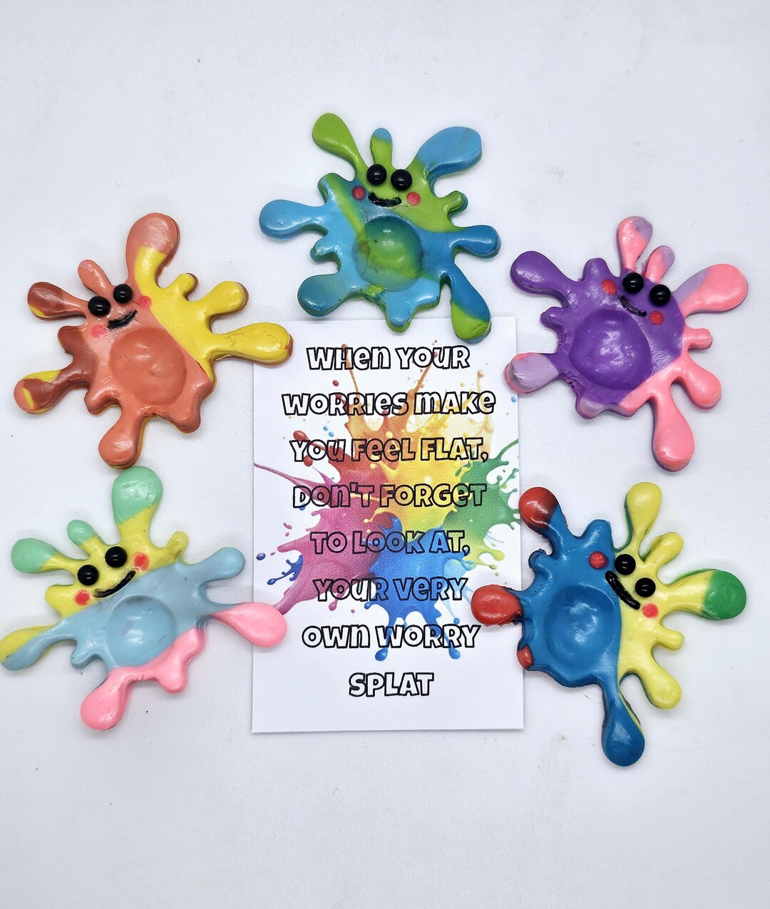 Rainbow Worry Stone, Clay Pocket Stone, Anxiety Fidget Toy ...