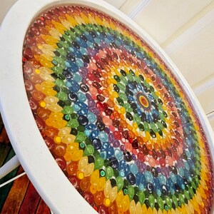 Rainbow Mandala Side Table, Colourful Coffee Table, Resin Art Table ...