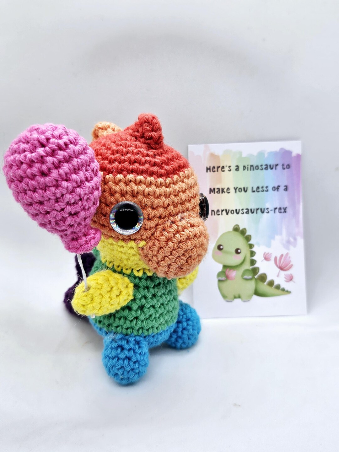 Rainbow Stress Worry Pet Dinosaur Plush, Emotional Support, Anxiety ...