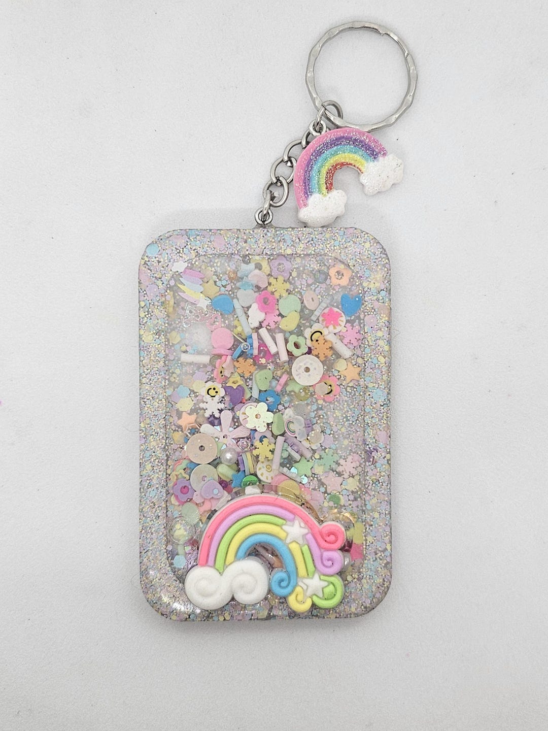 Pastel Rainbow Liquid Shaker Keychain, Glitter Keyring, Resin Shakers ...
