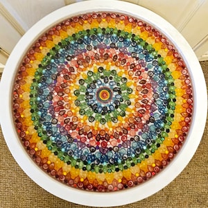 Rainbow Mandala Side Table, Colourful Coffee Table, Resin Art Table ...